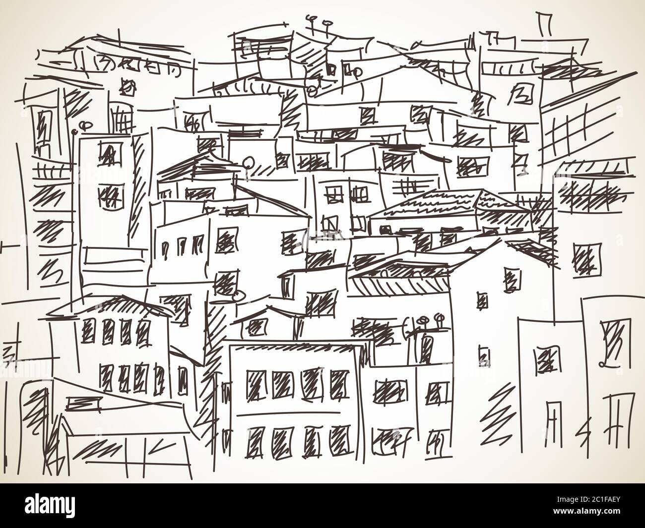 Sketch of buildings in city, Hand drawn background Stock Vector Image ...