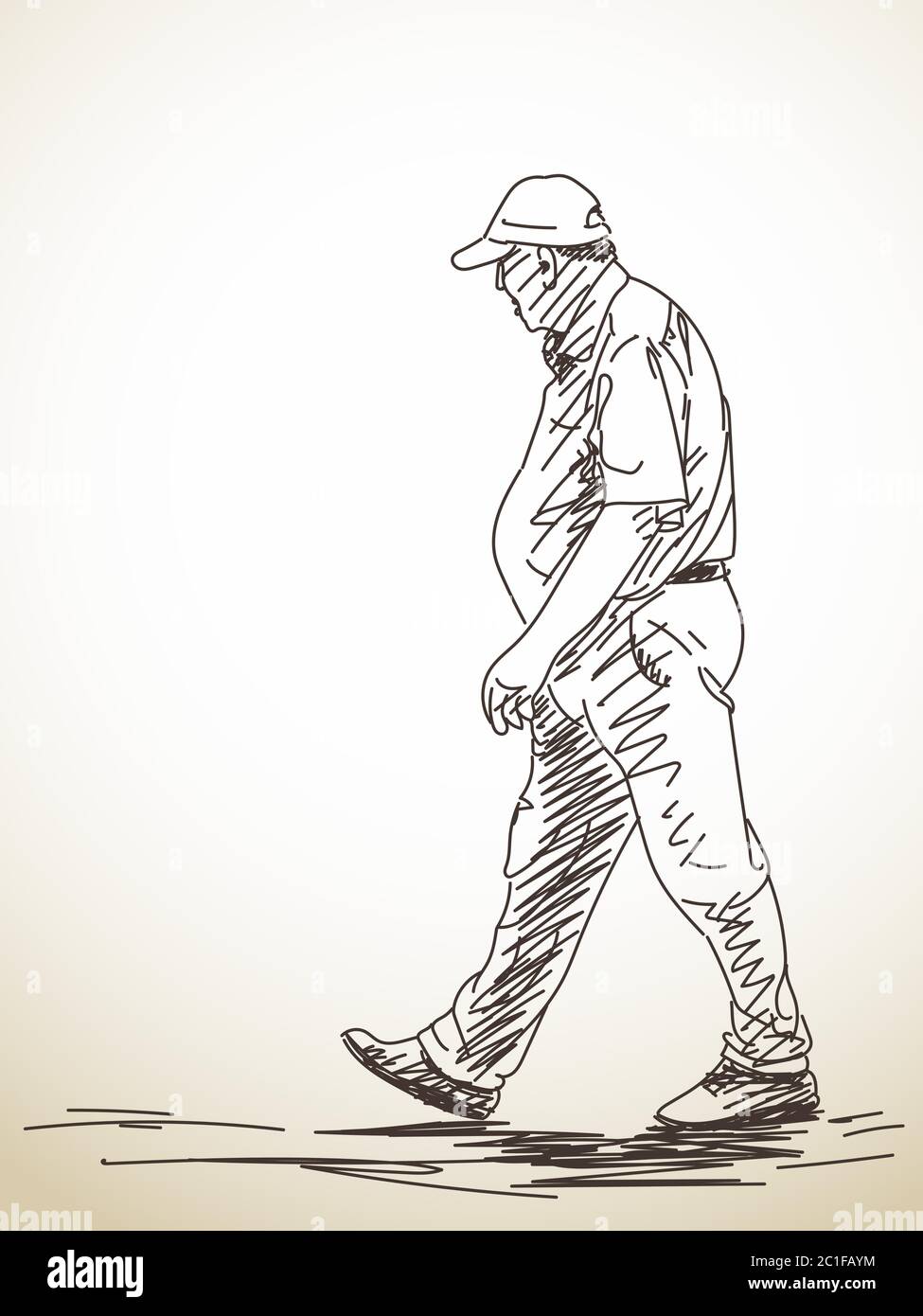 Sketch of walking man, Hand drawn illustration Stock Vector Image & Art ...