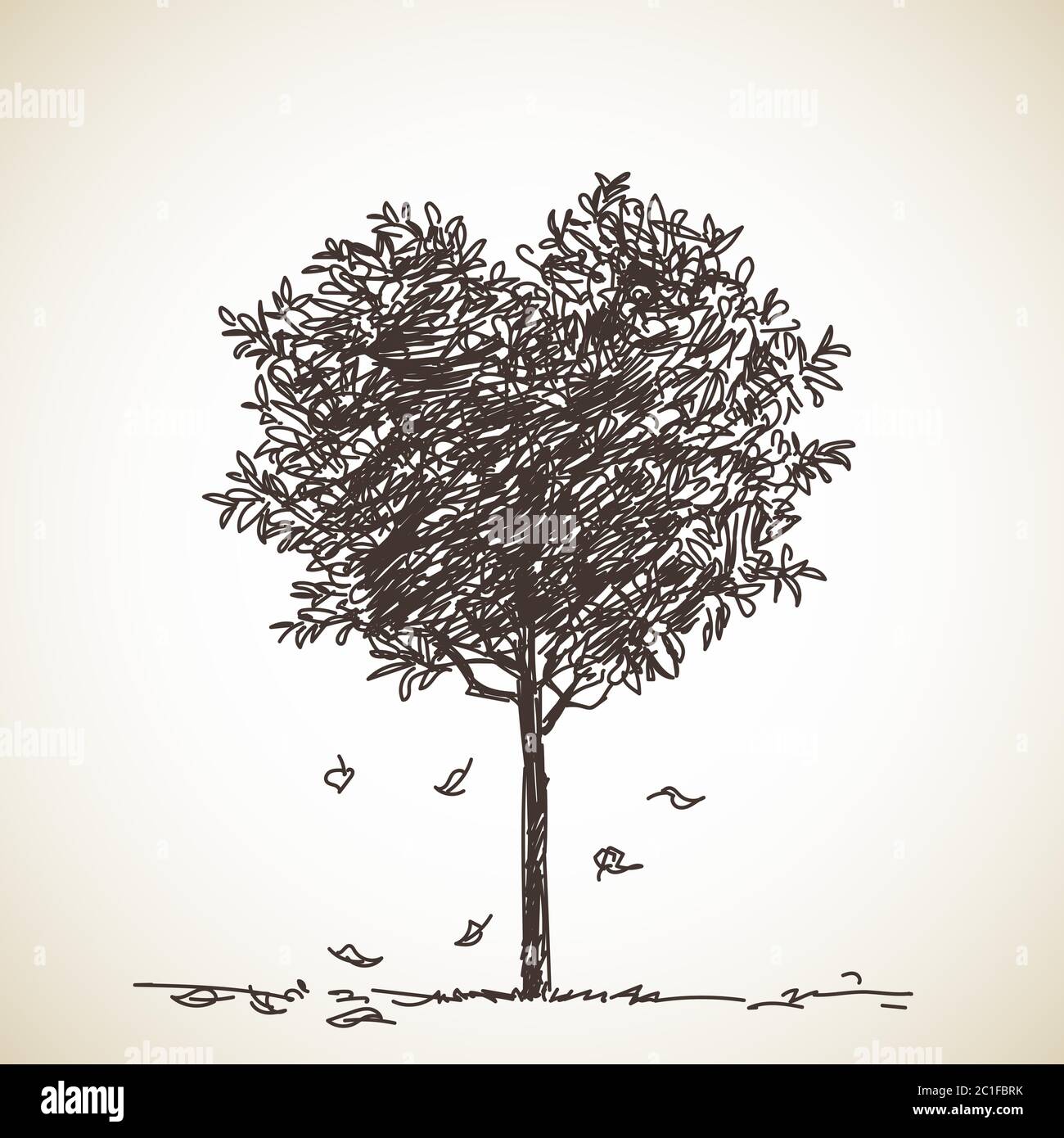Sketch of tree heart shape, Hand drawn illustration Stock Vector Image ...