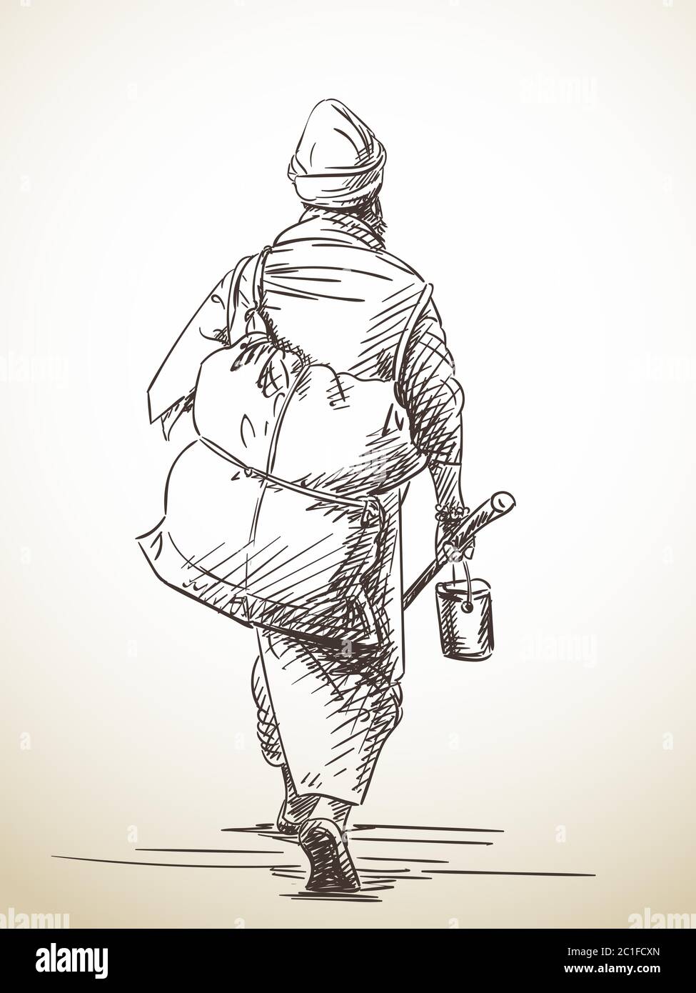 Sketch of walking pilgrim, Hand drawn illustration Stock Vector Image ...