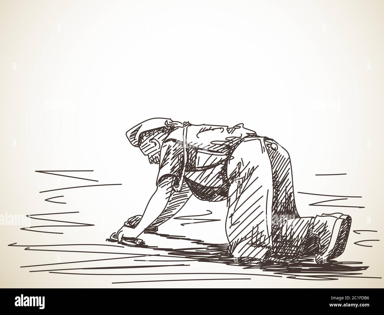 Sketch of praying buddhist man, Hand drawn illustration Stock Vector ...