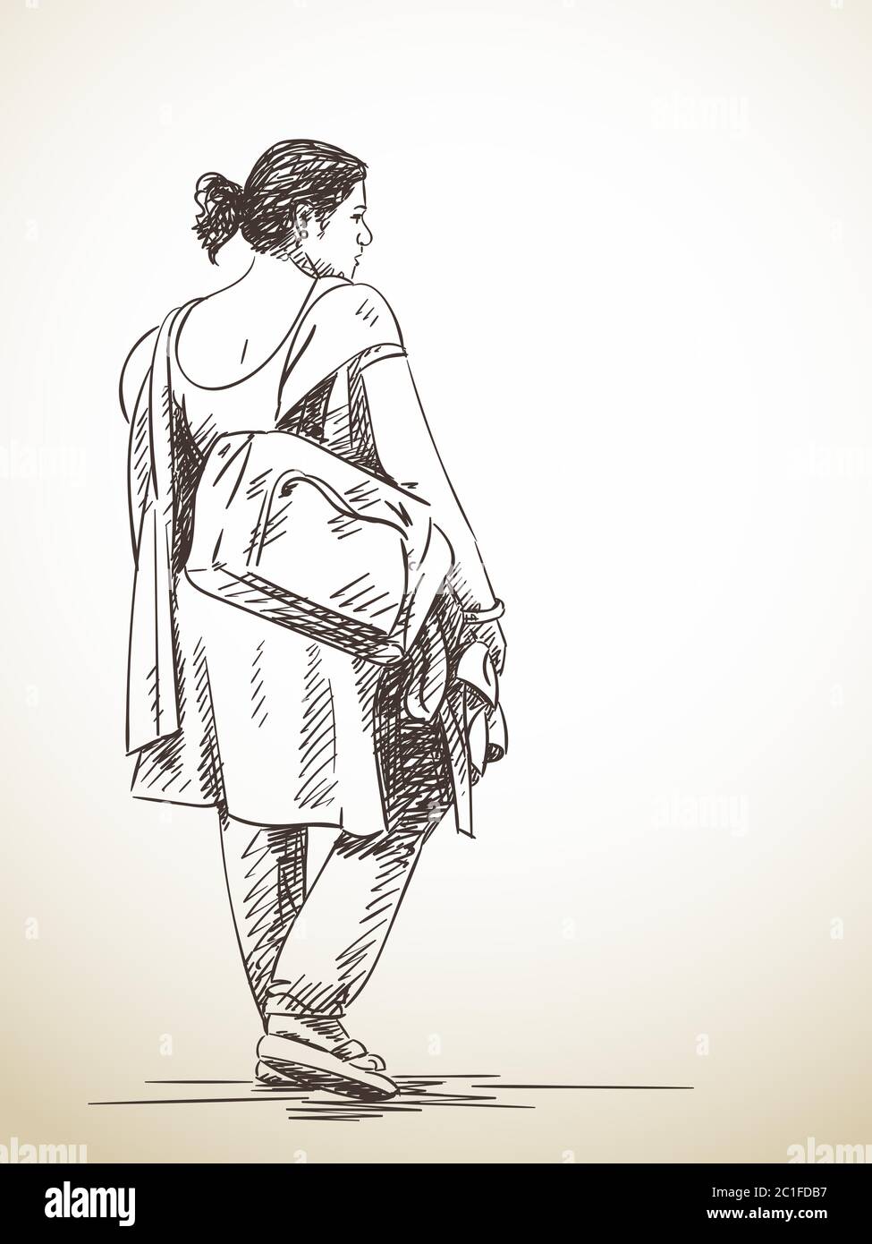 Woman Walking Sketch High Resolution Stock Photography and Images - Alamy