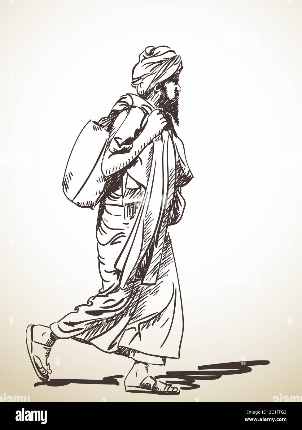 Sketch of walking sadhu, Hand drawn illustration Stock Vector Image & Art - Alamy