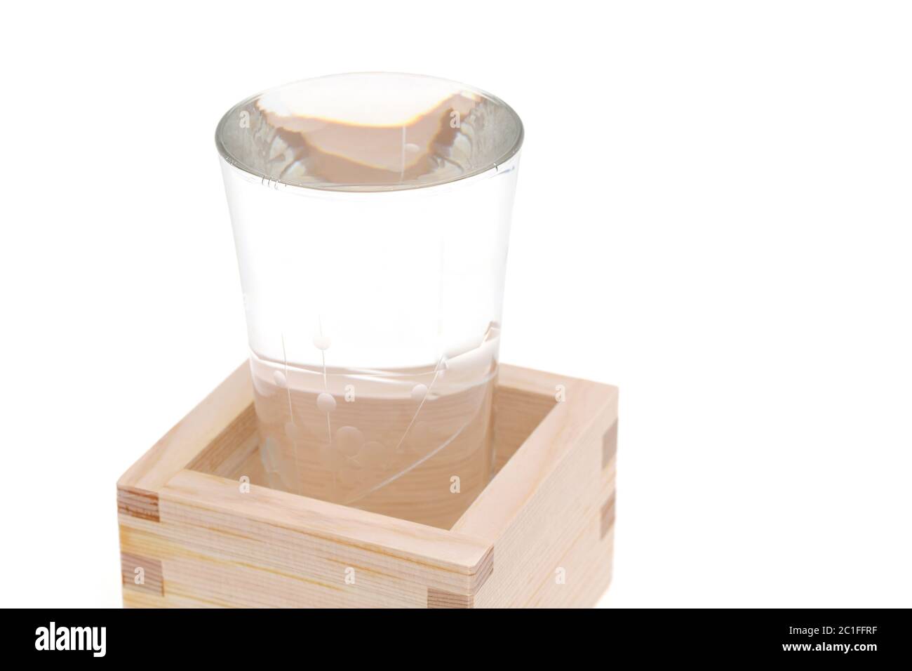 japanese wooden box masu with sake isolated on white background Stock ...