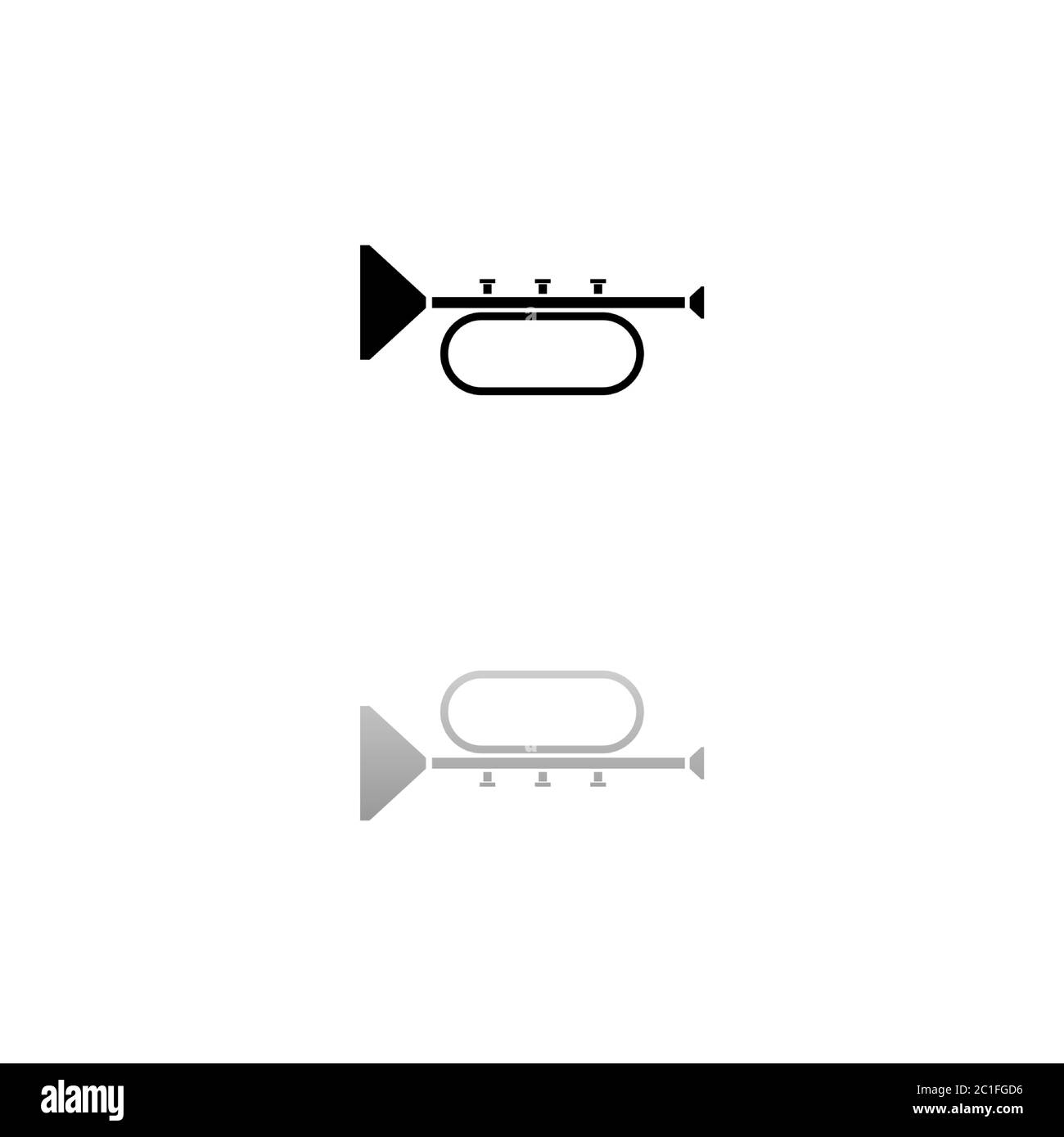 Trumpet. Black symbol on white background. Simple illustration. Flat ...