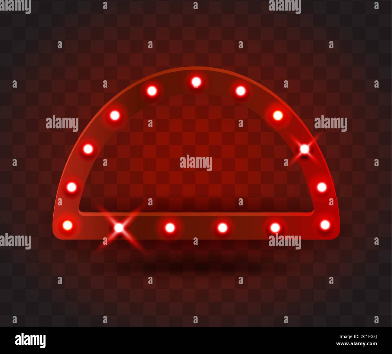 Retro SHOW TIME arc frame signs realistic vector illustration. Red arc ...