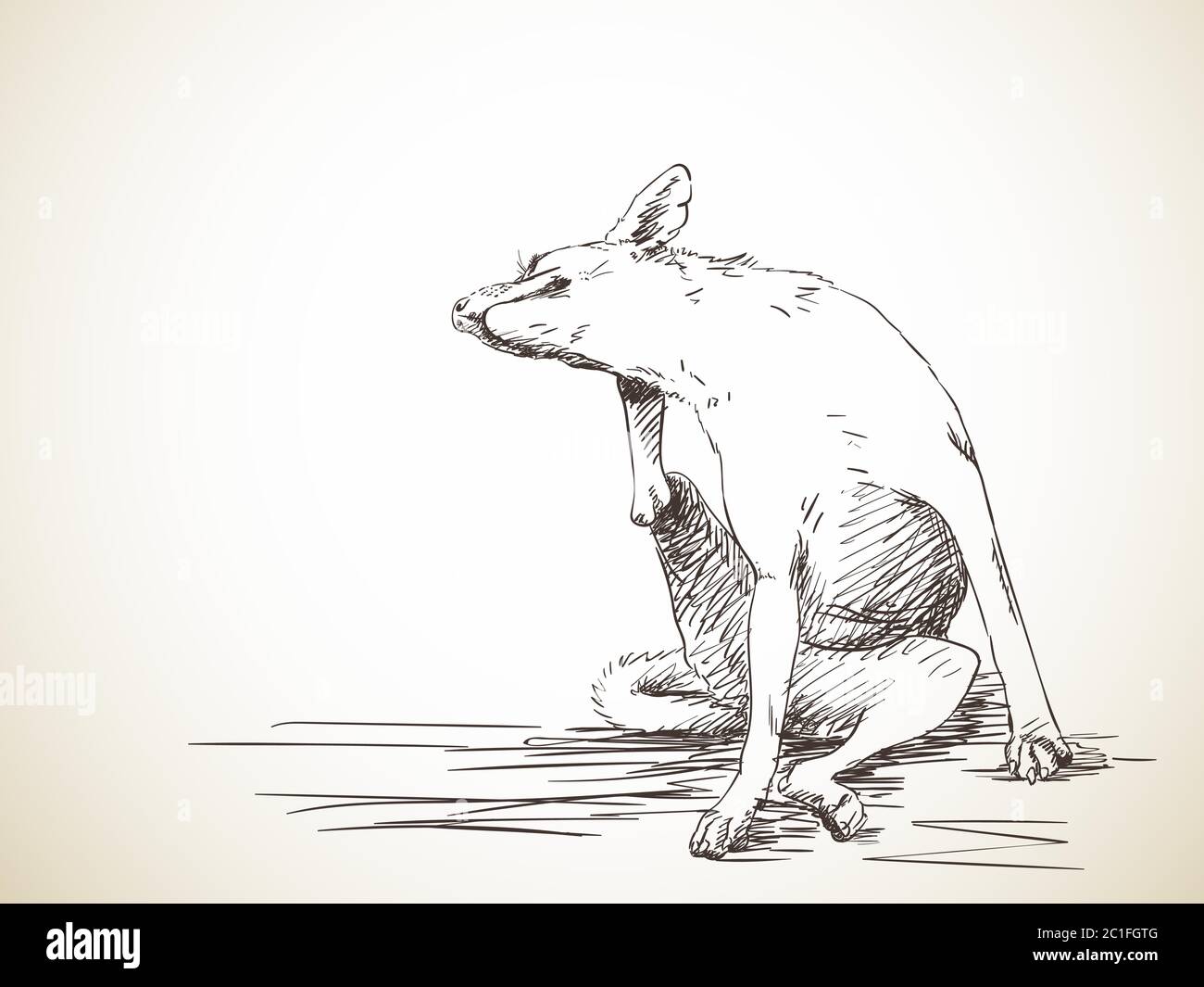 Sketch of dog scratching an itch, Hand drawn illustration Stock Vector ...