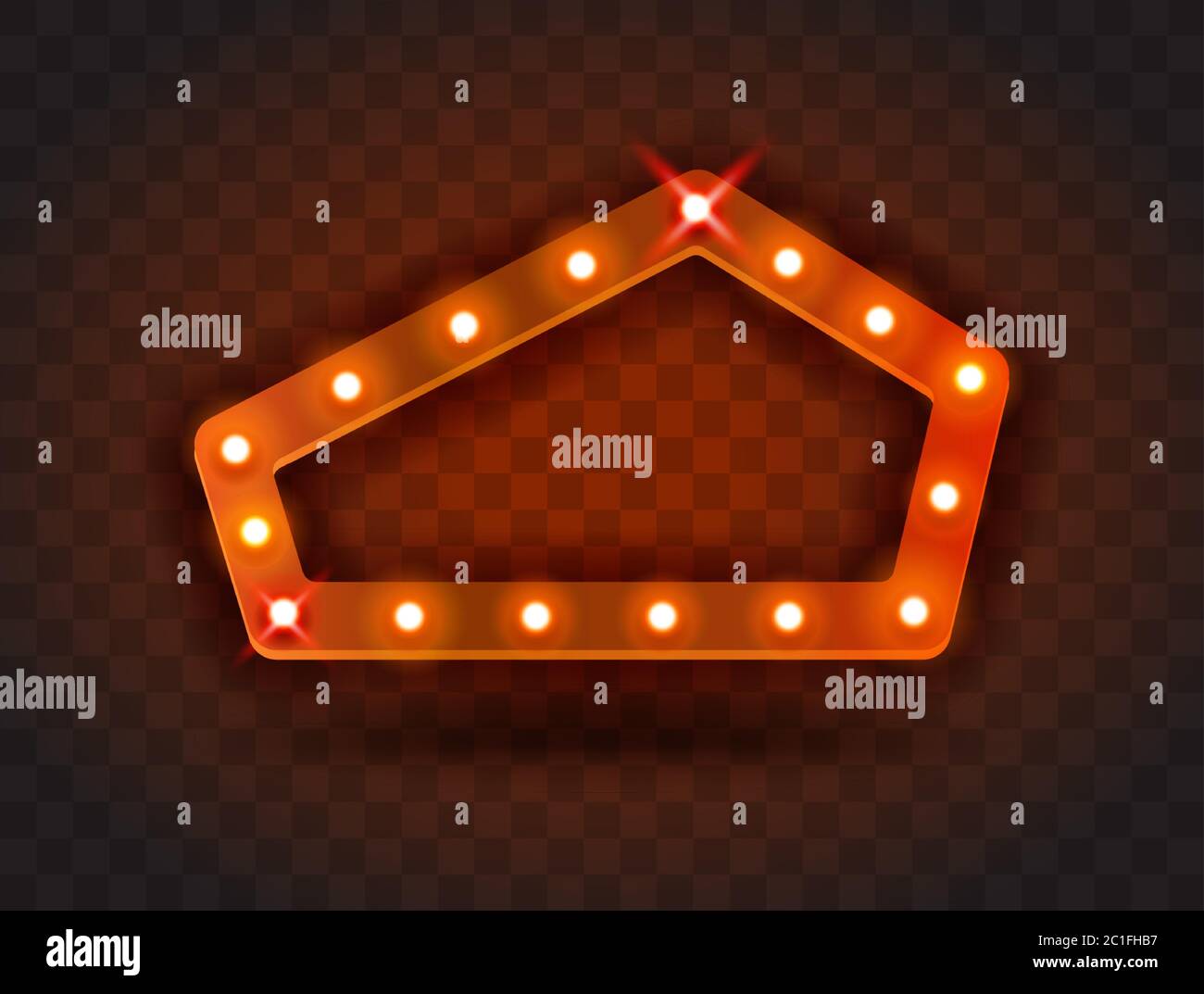 Retro SHOW TIME pentagon frame signs realistic vector illustration. Red ...