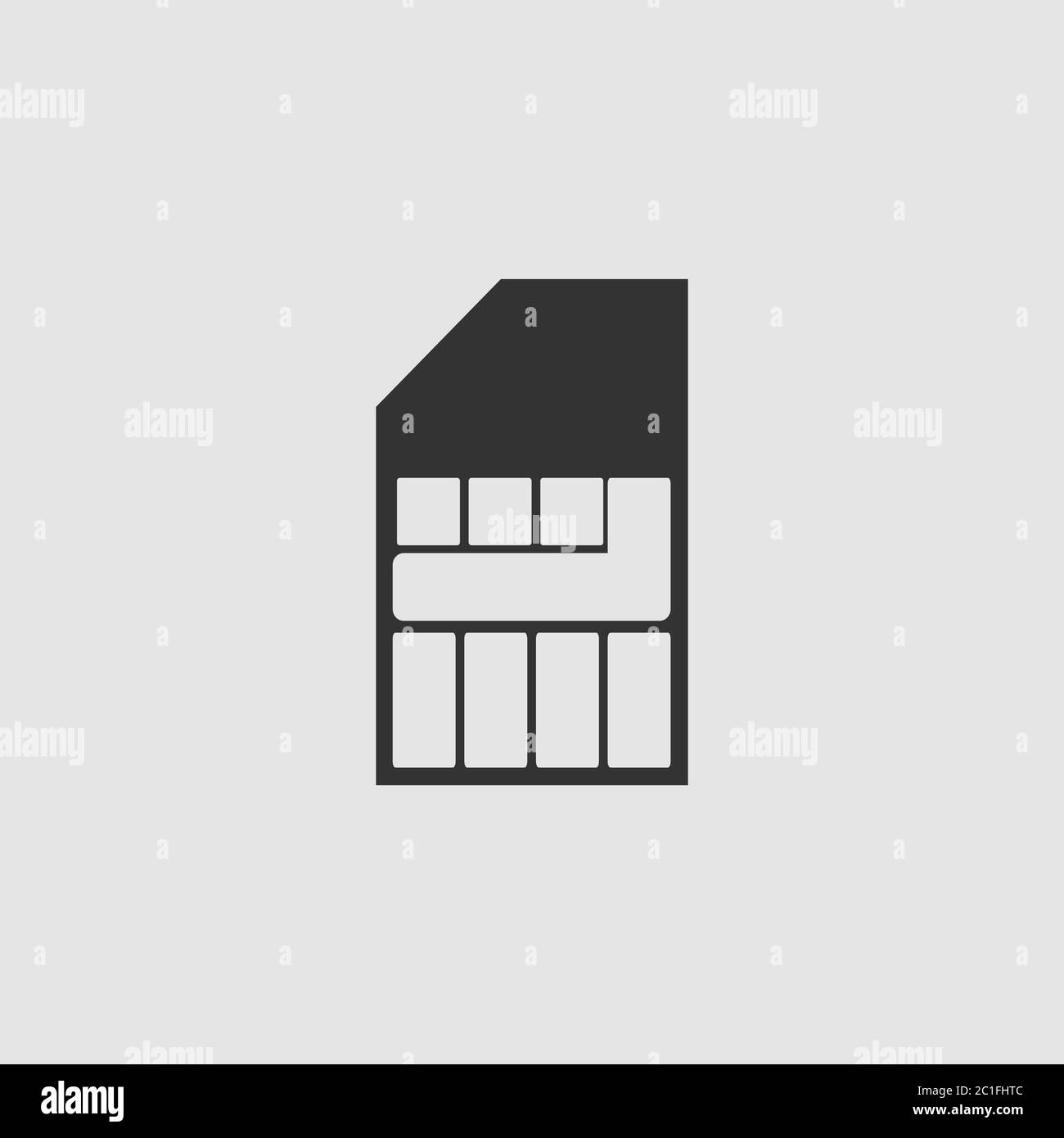 Sim card icon flat. Black pictogram on grey background. Vector ...