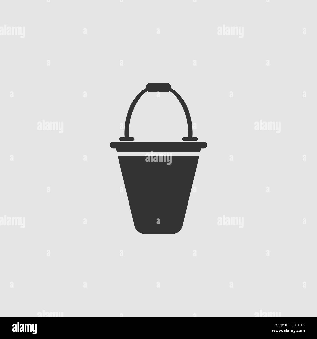 Bucket icon flat. Black pictogram on grey background. Vector ...