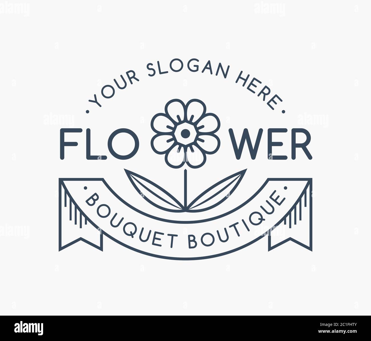 Flower shop line emblem. Vector floral outline logo isolated on a white ...