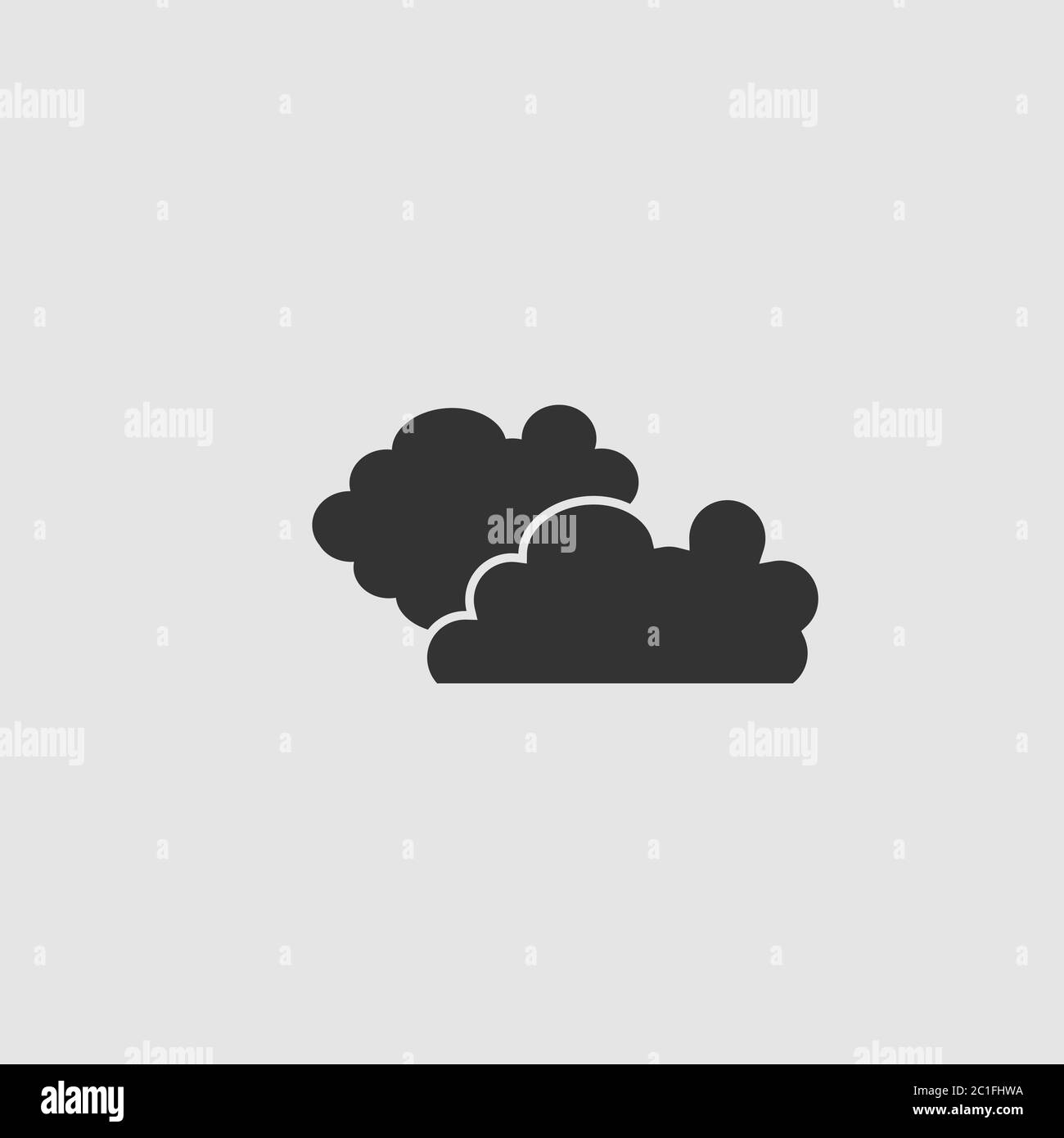 Clouds icon flat. Black pictogram on grey background. Vector ...
