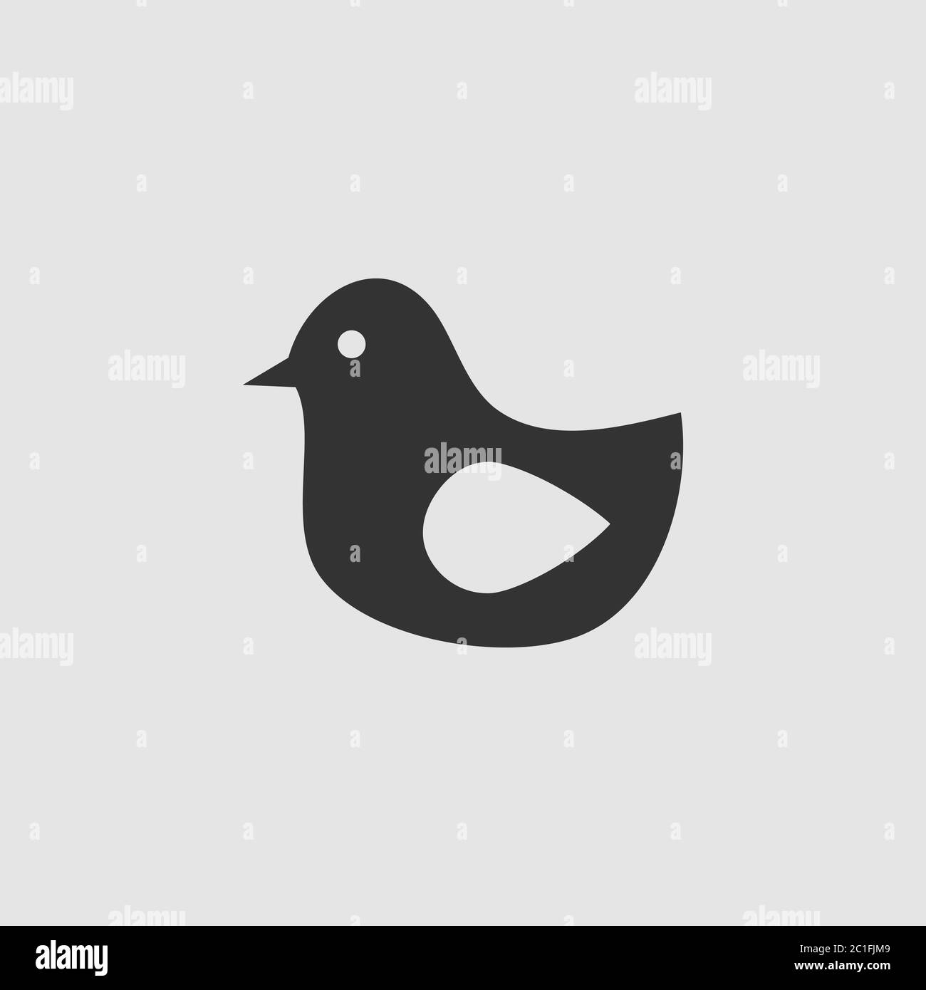 Bird icon flat. Black pictogram on grey background. Vector illustration ...