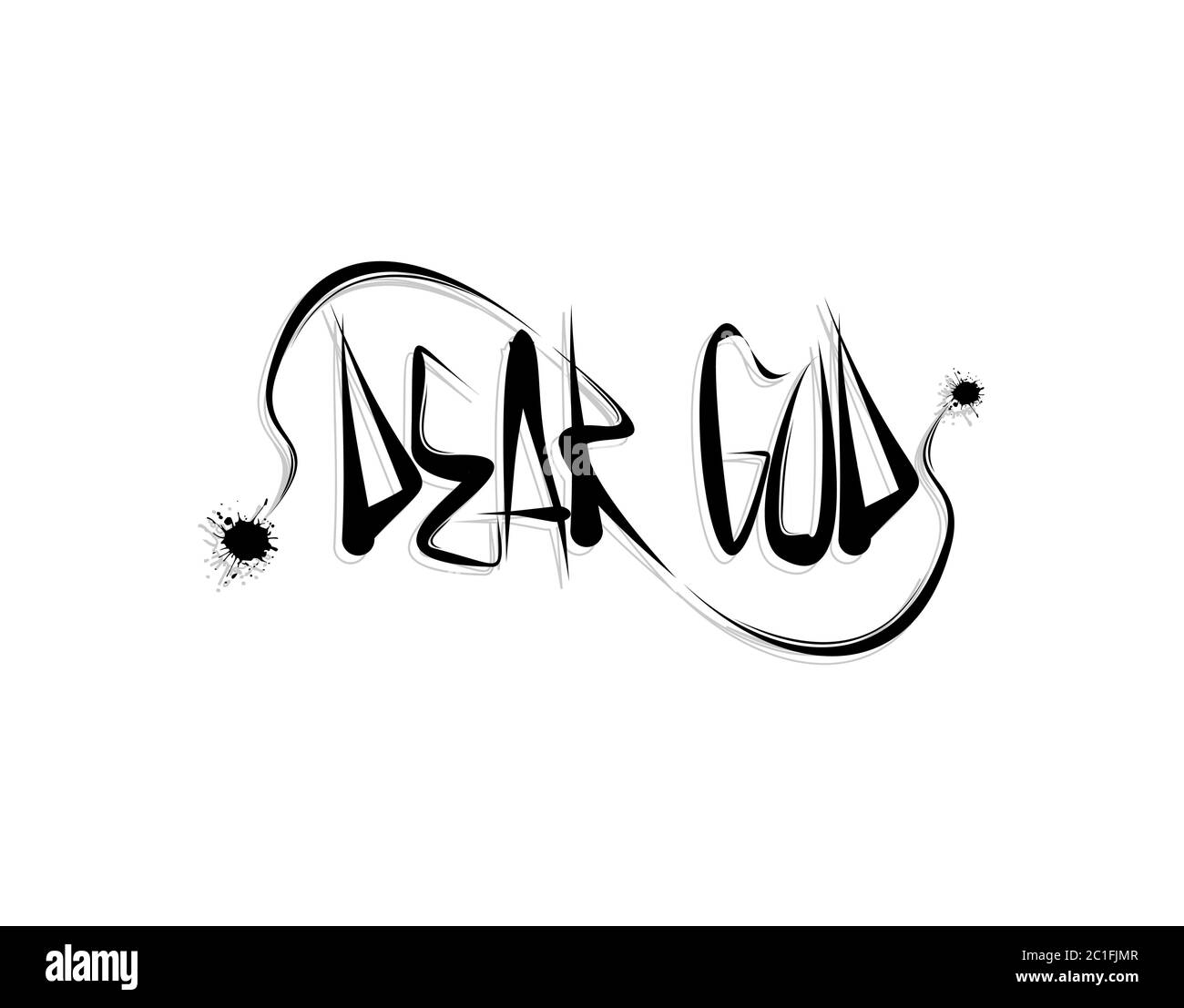 Dear God lettering text on white background in vector illustration ...