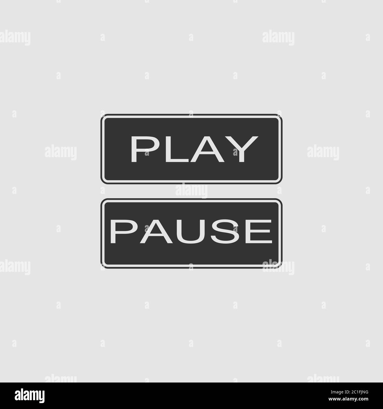 Play and pause button icon flat. Black pictogram on grey background ...