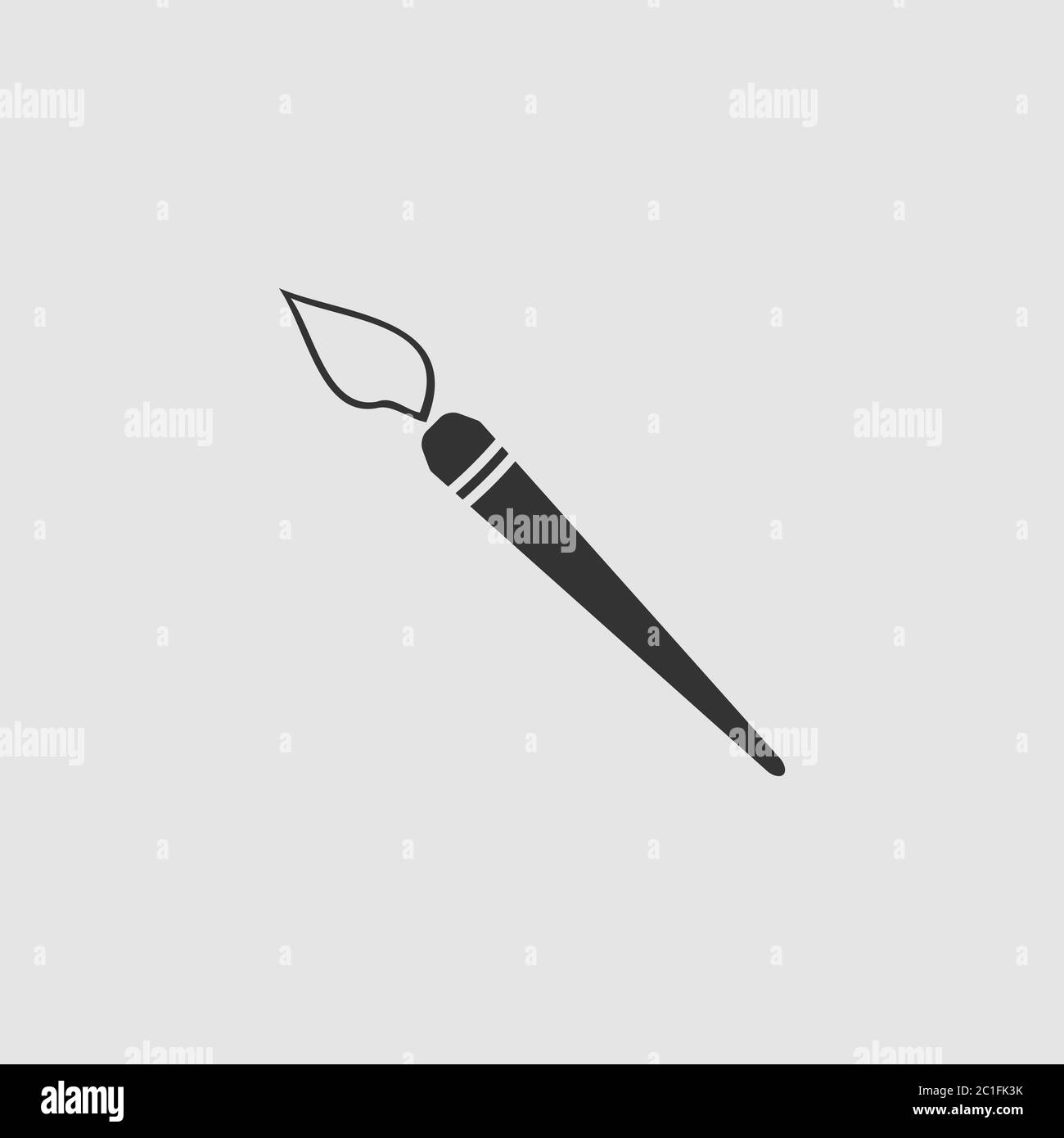 Paint brush icon flat. Black pictogram on grey background. Vector ...