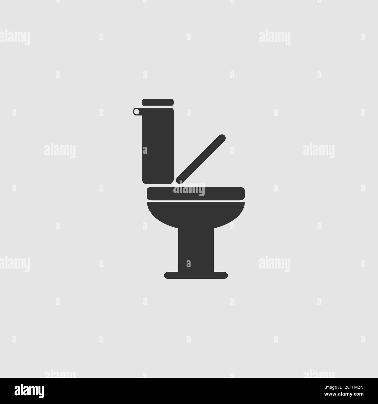 Toilet icon flat. Black pictogram on grey background. Vector ...
