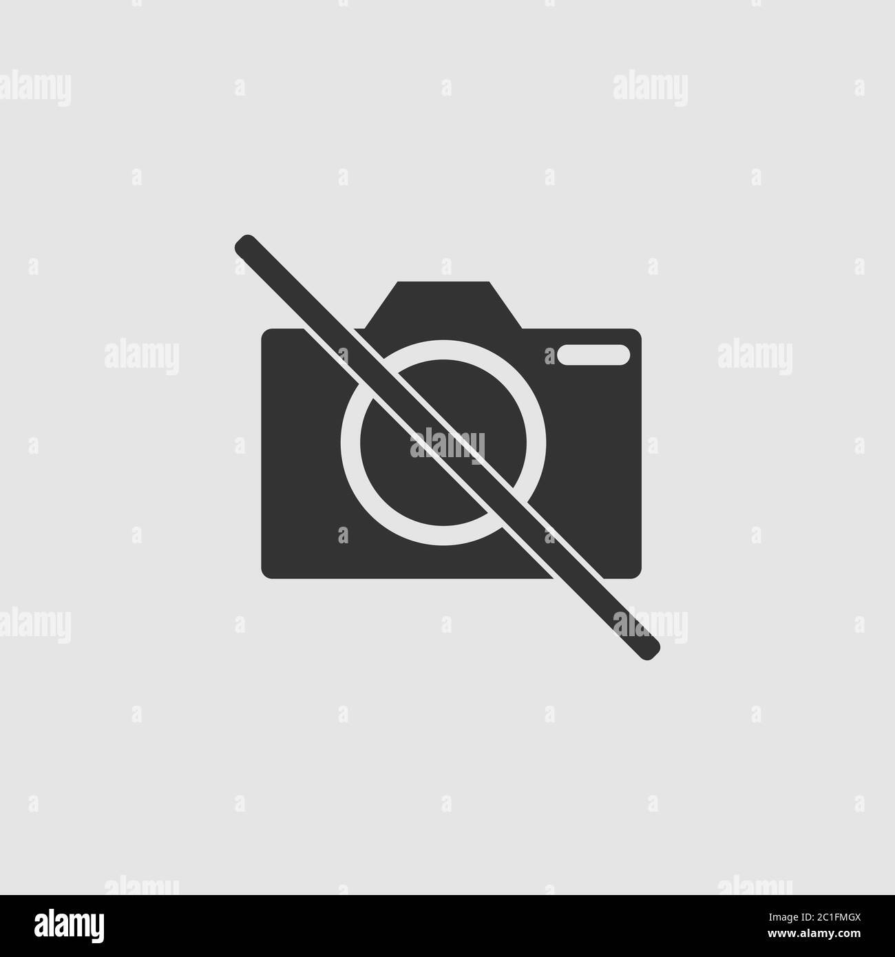 No photo camera icon flat. Black pictogram on grey background. Vector ...