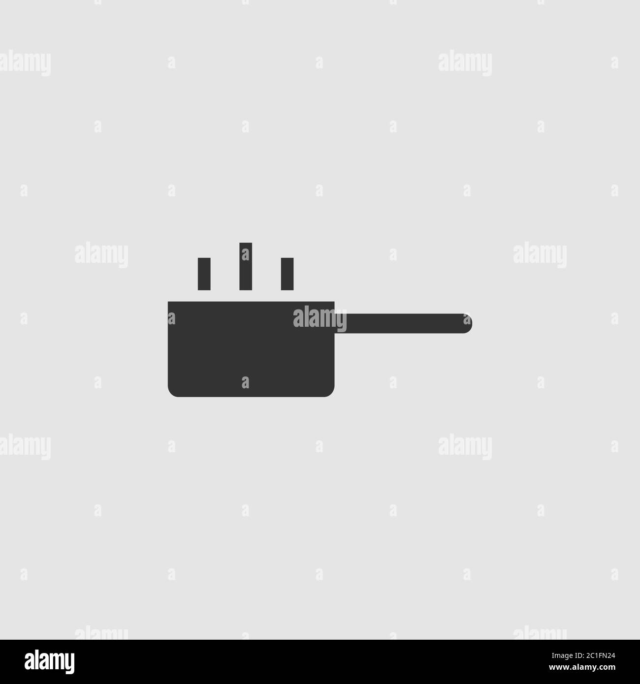 Hot cooking pot icon flat. Black pictogram on grey background. Vector ...