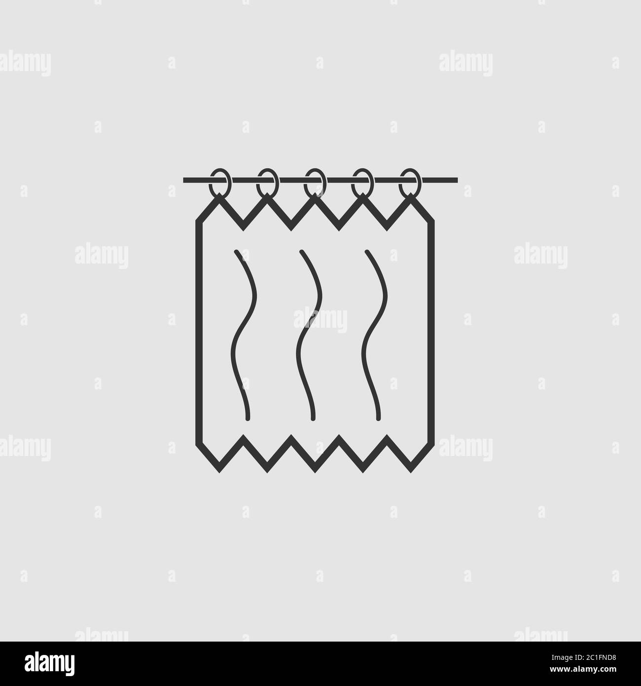 Shower Curtains icon flat. Black pictogram on grey background. Vector ...