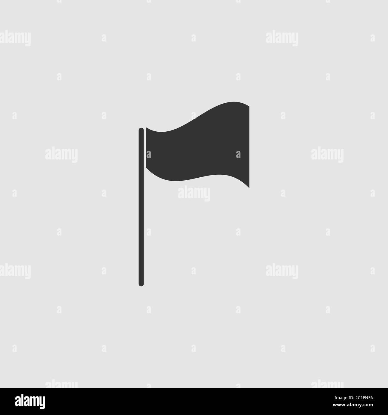 Flag icon flat. Black pictogram on grey background. Vector illustration ...