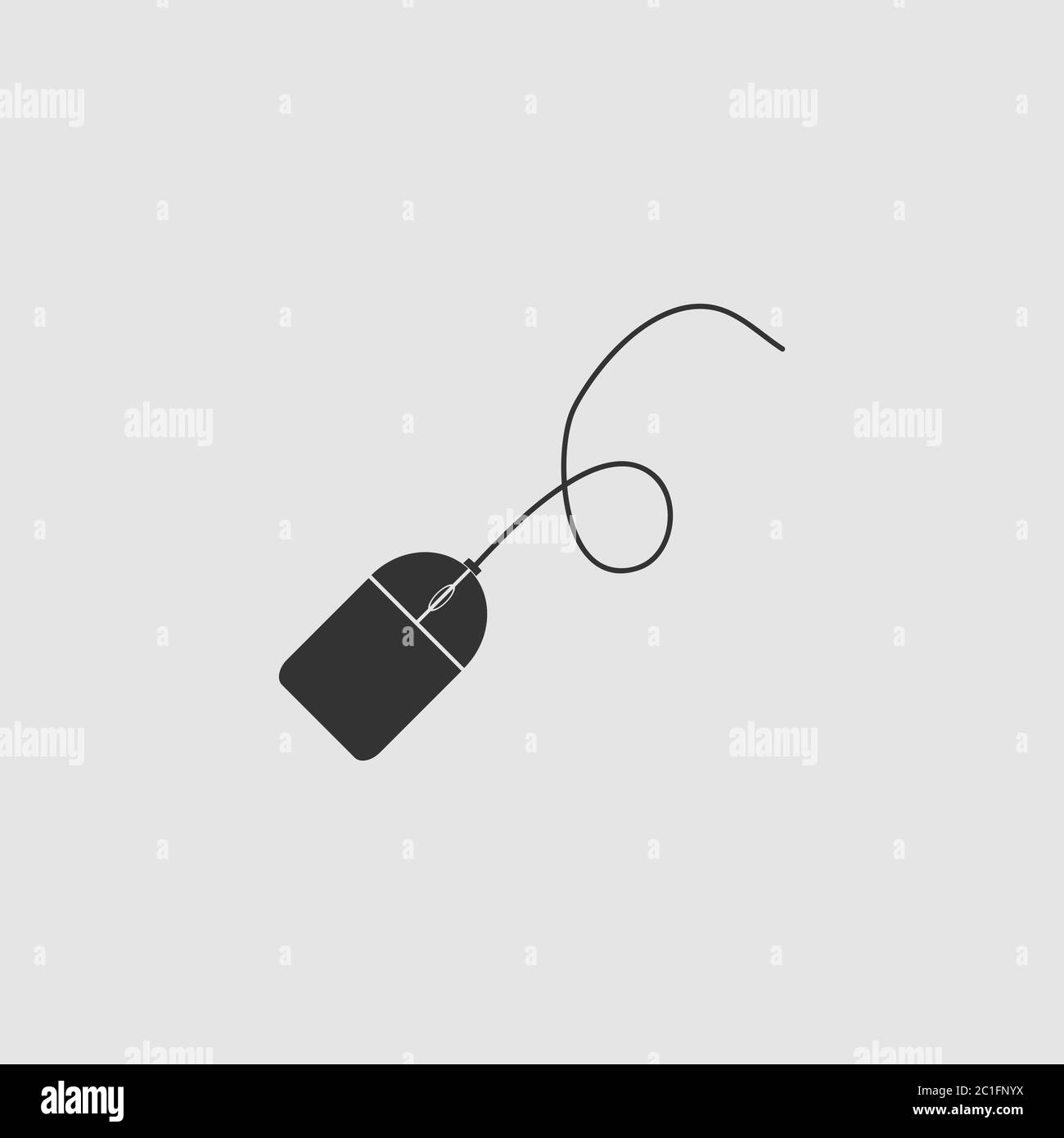 Computer mouse icon flat. Black pictogram on grey background. Vector ...