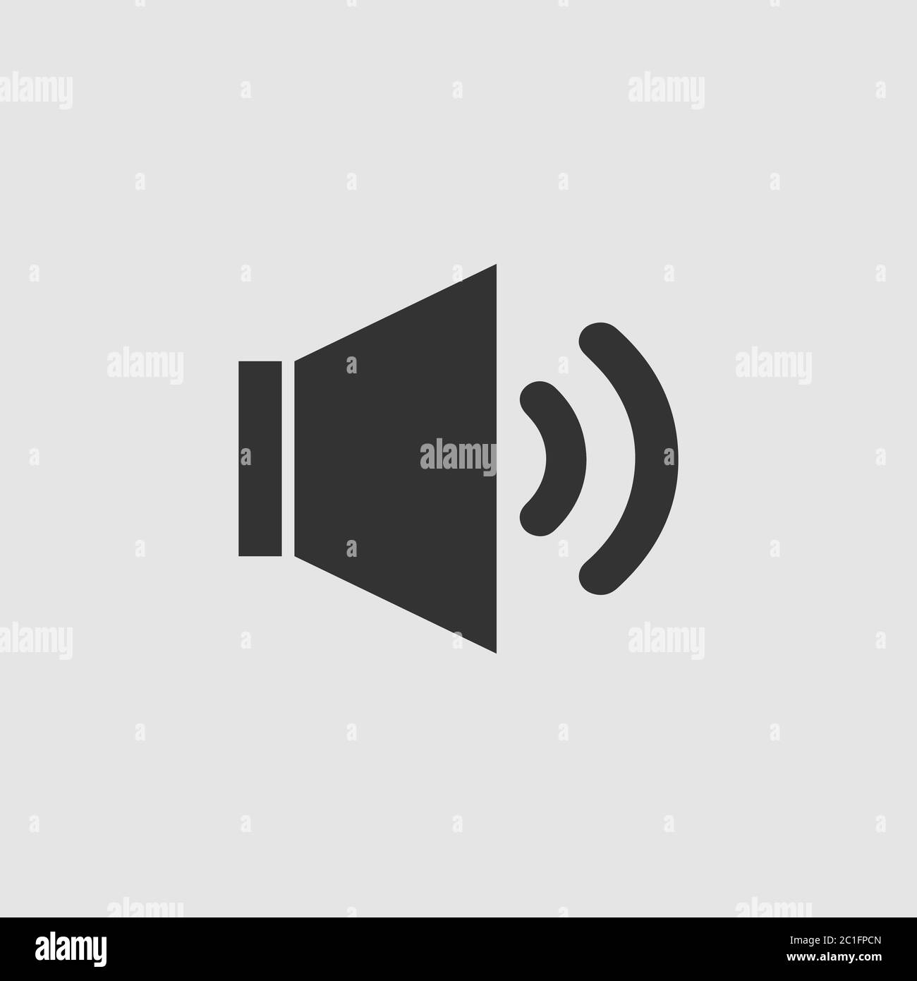 Sound icon flat. Black pictogram on grey background. Vector ...