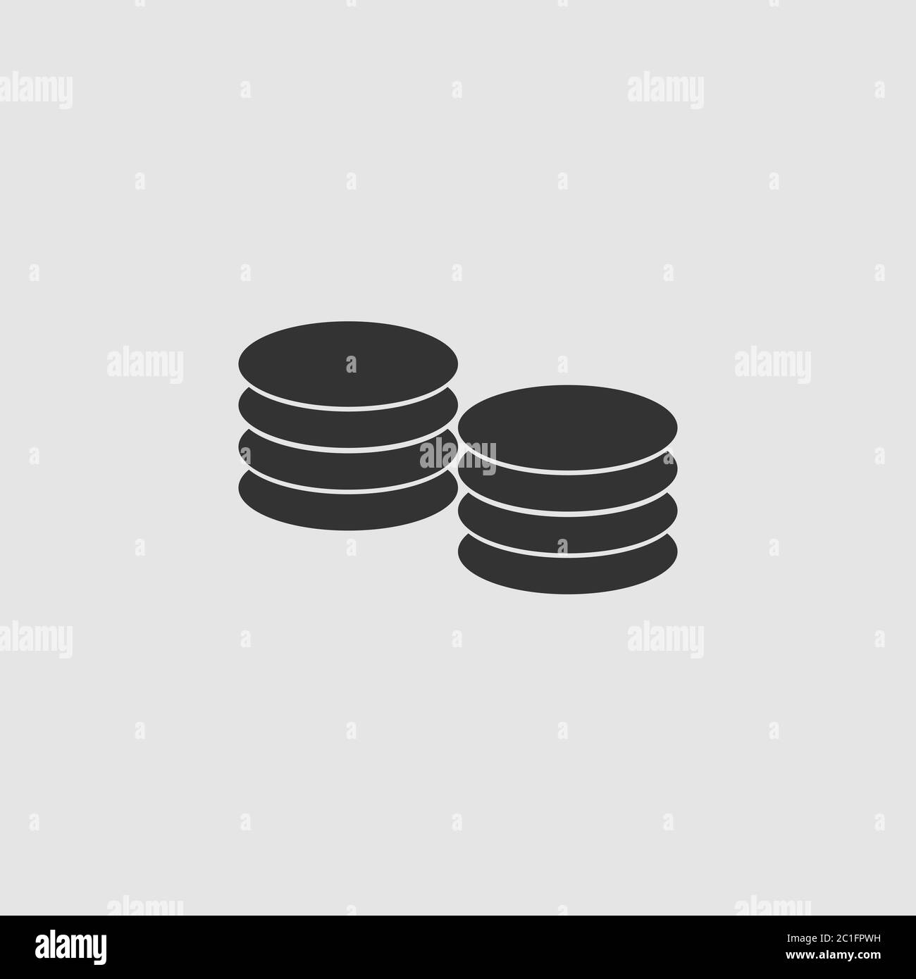 Penny icon flat. Black pictogram on grey background. Vector ...