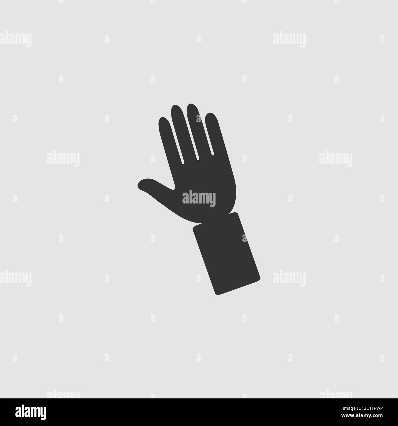 Hand icon flat. Black pictogram on grey background. Vector illustration symbol Stock Vector ...