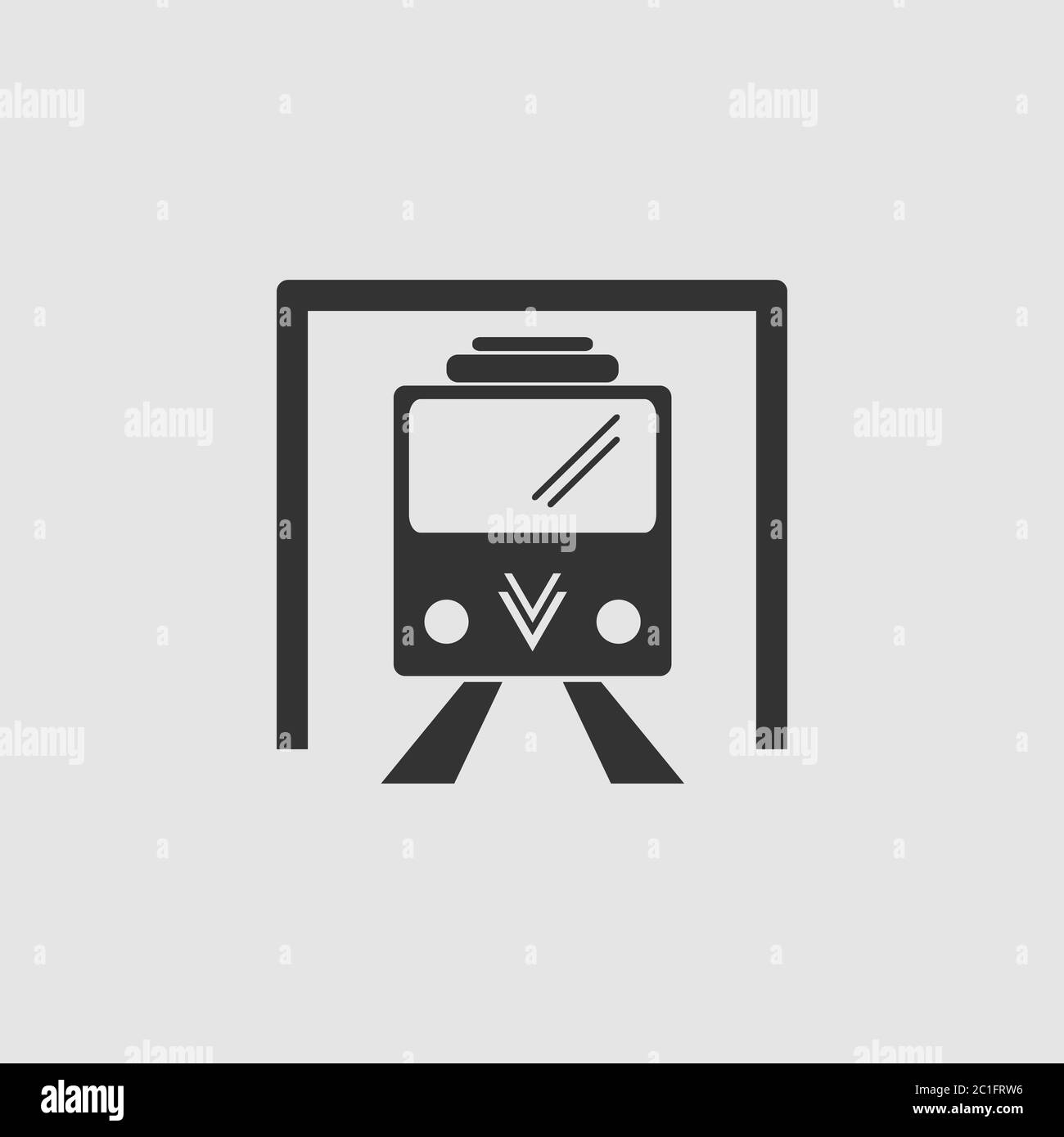 Metro icon flat. Black pictogram on grey background. Vector ...