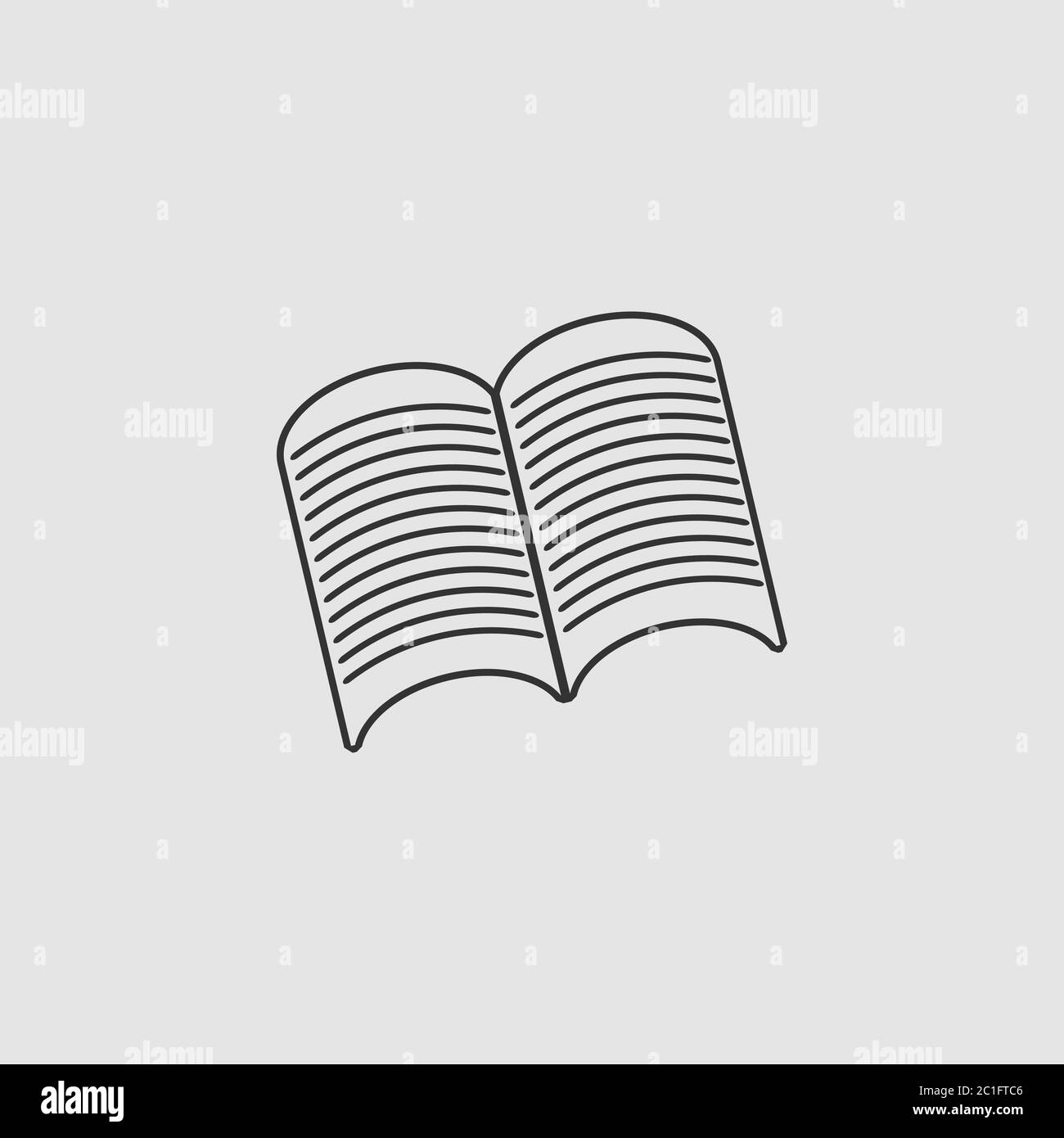Open book icon flat. Black pictogram on grey background. Vector ...