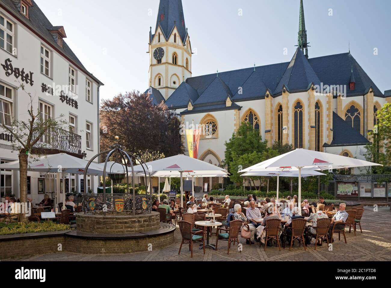 City view with St. Laurentius church, Ahrweiler, Bad Neuenahr-Ahrweiler ...