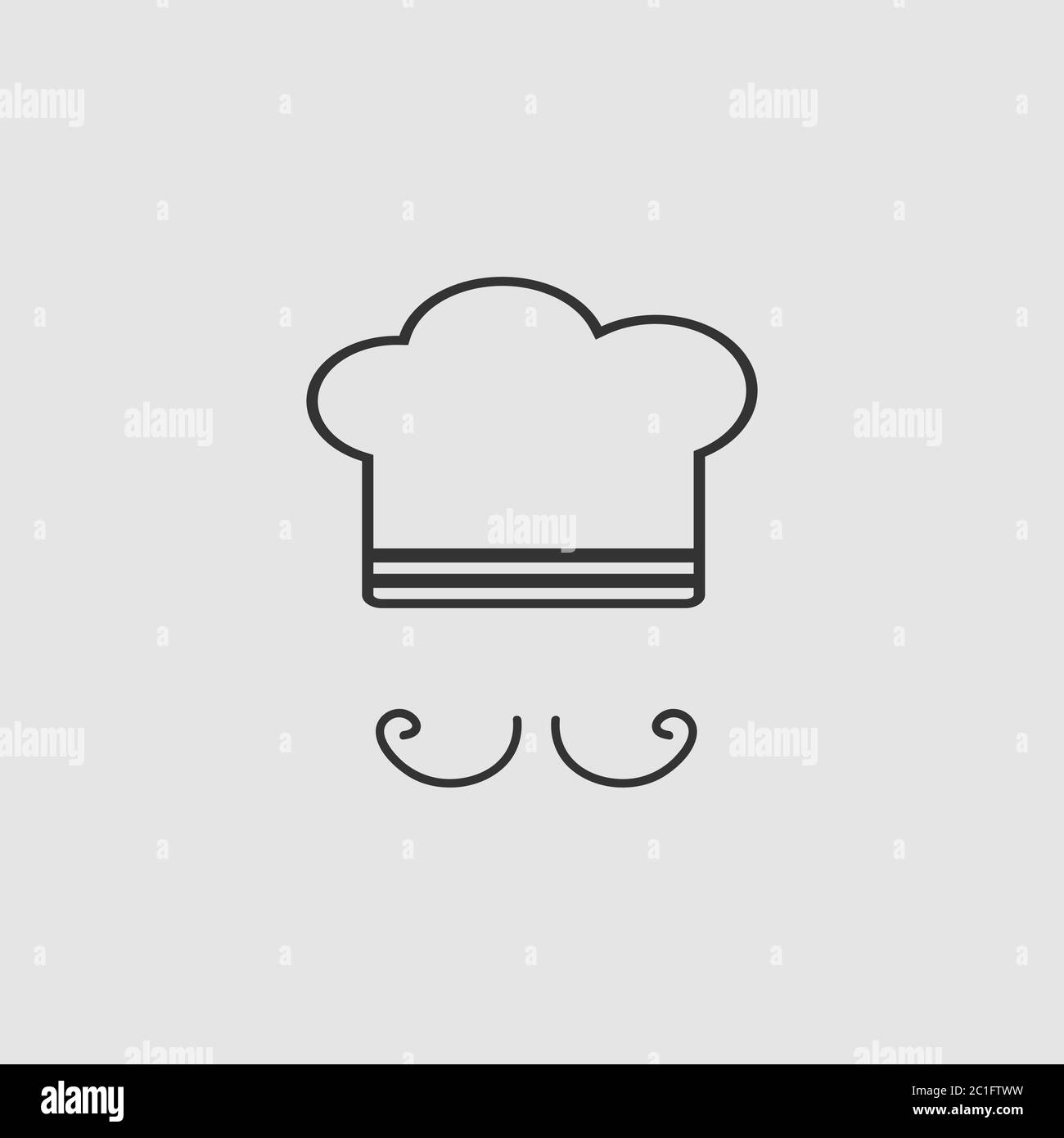 Chef icon flat. Black pictogram on grey background. Vector illustration ...