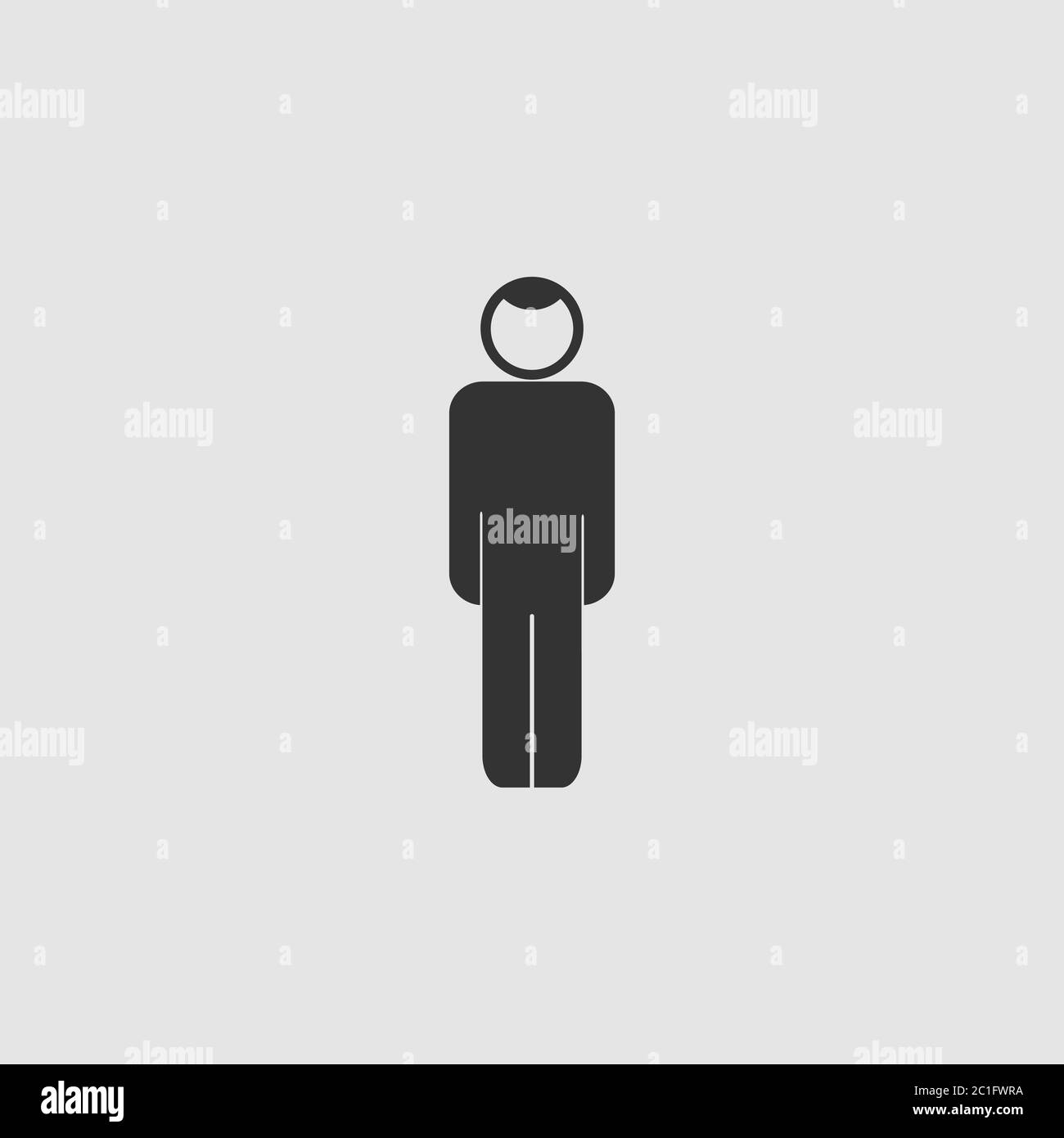 Man icon flat. Black pictogram on grey background. Vector illustration ...