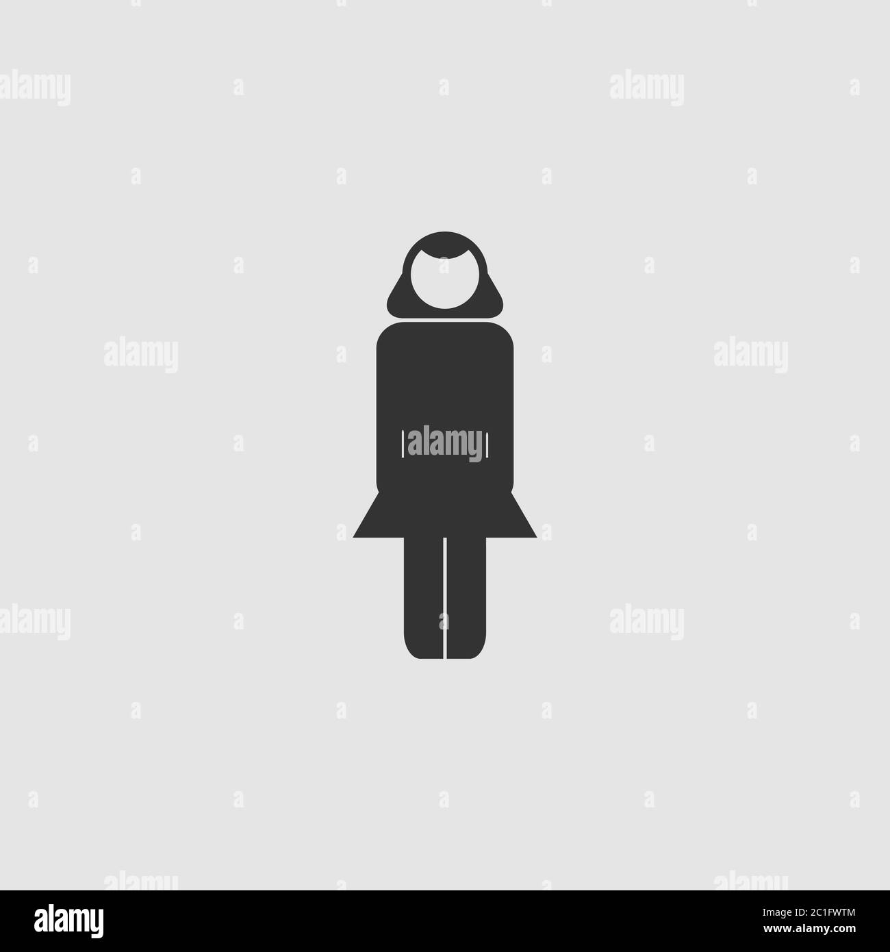 Woman icon flat. Black pictogram on grey background. Vector ...