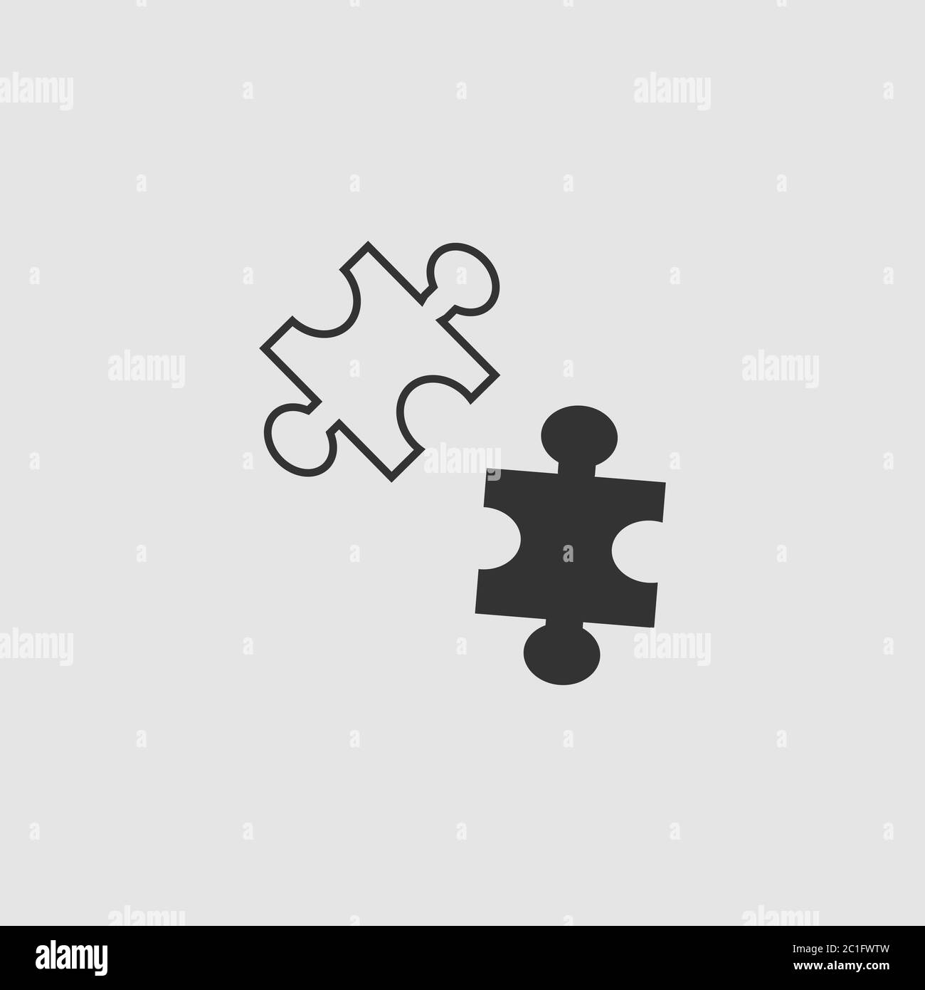 Puzzles icon flat. Black pictogram on grey background. Vector ...
