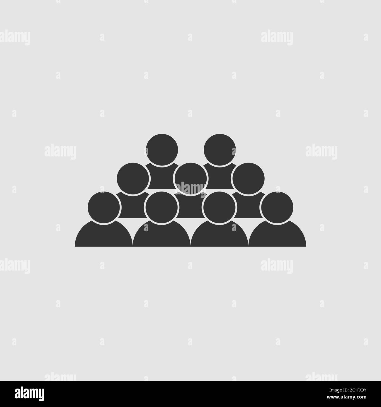 Crowd of people icon flat. Black pictogram on grey background. Vector ...