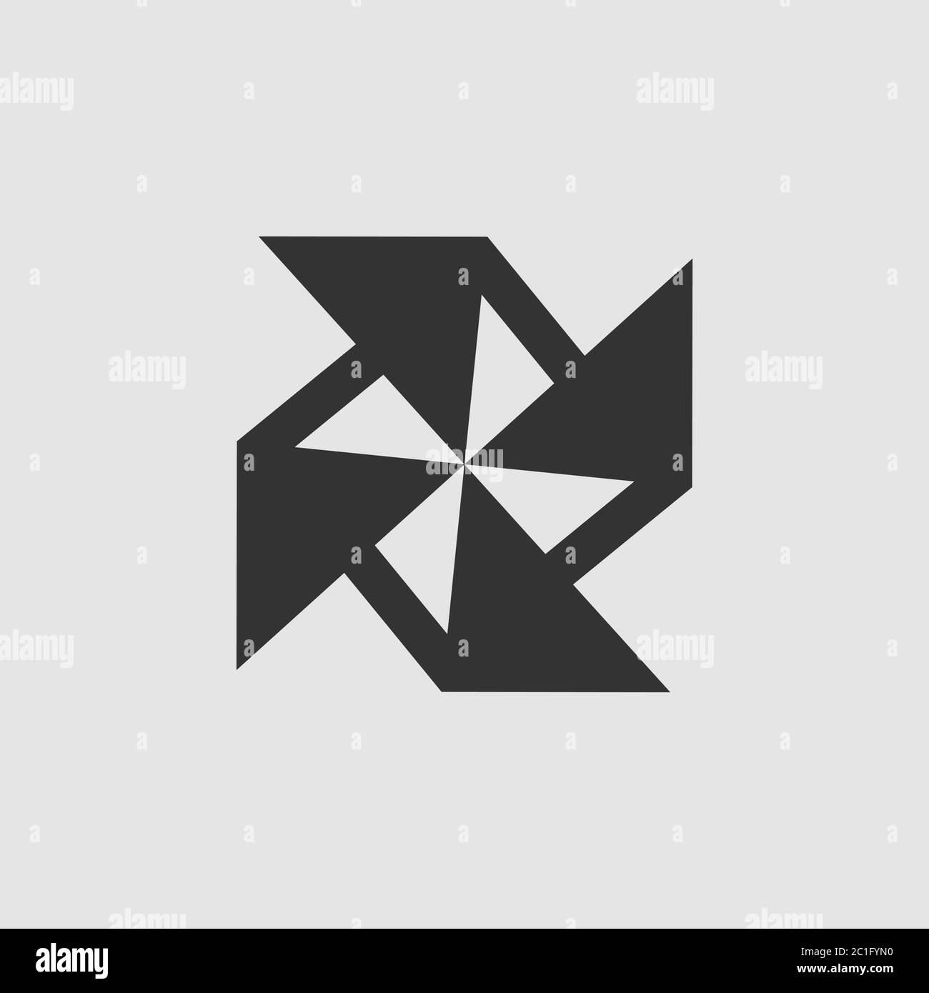 Paper windmill icon flat. Black pictogram on grey background. Vector ...