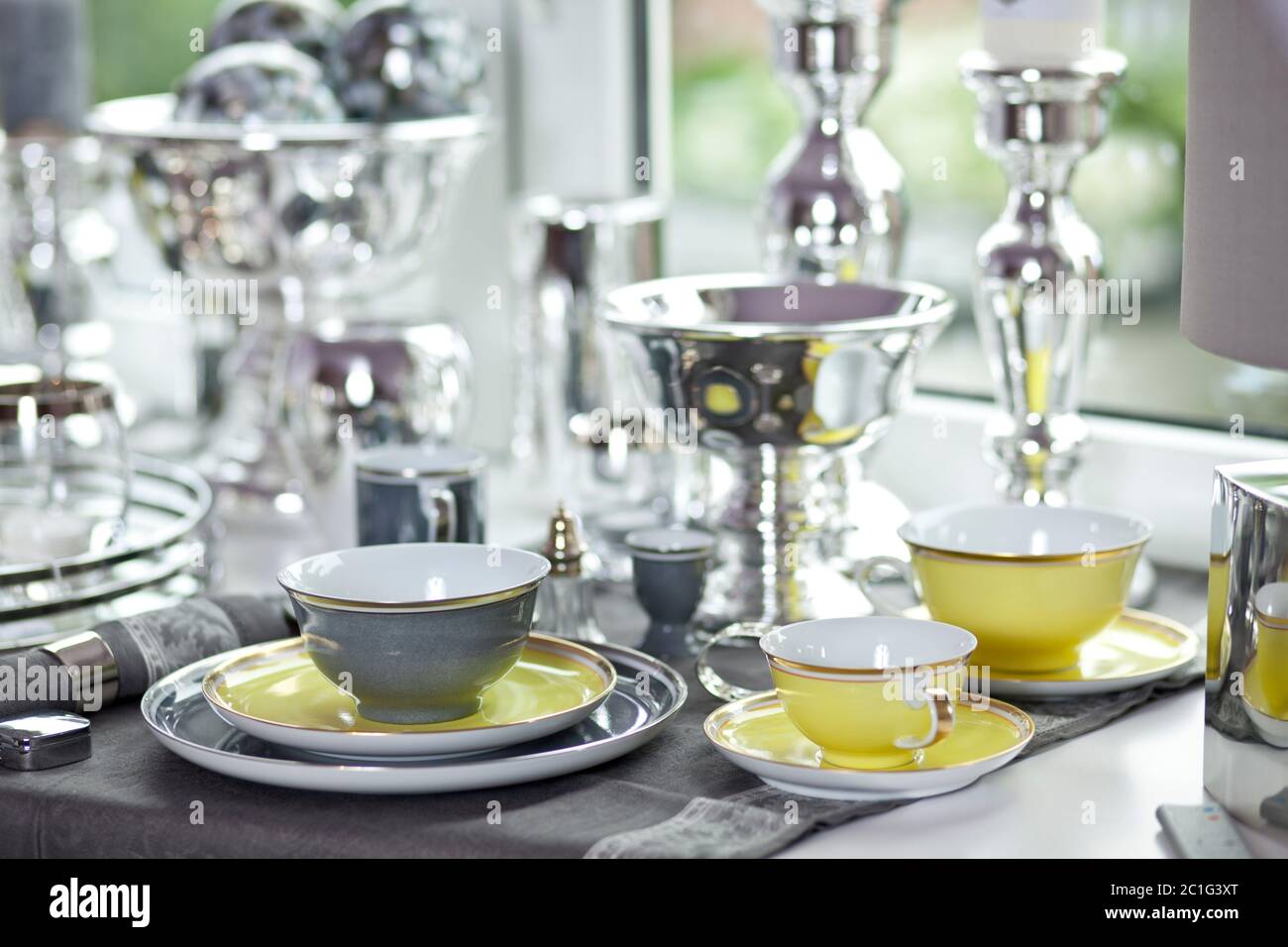 luxury coffee plate set Stock Photo - Alamy