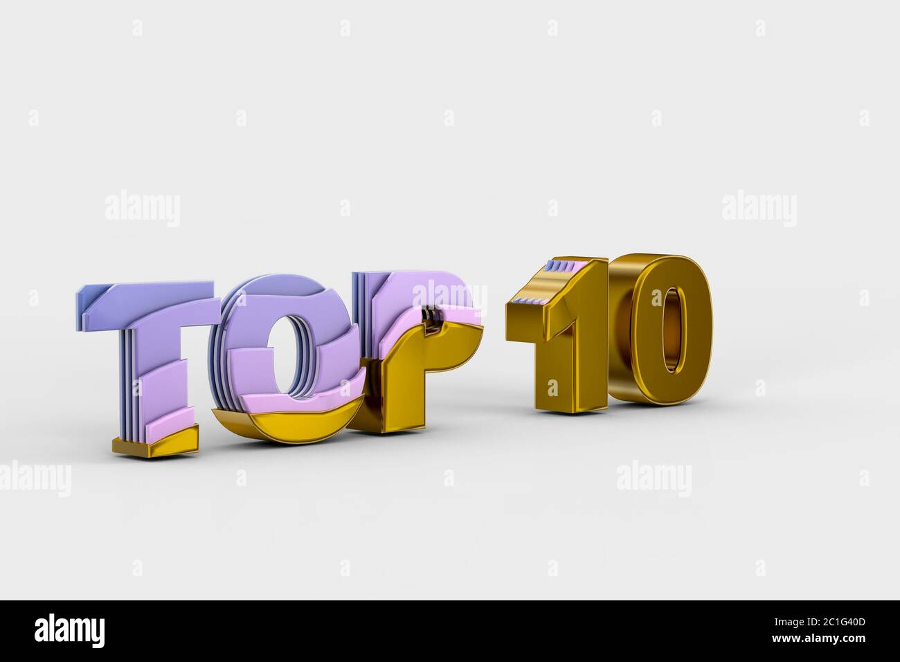 Top ten on white background (done in 3d Stock Photo - Alamy