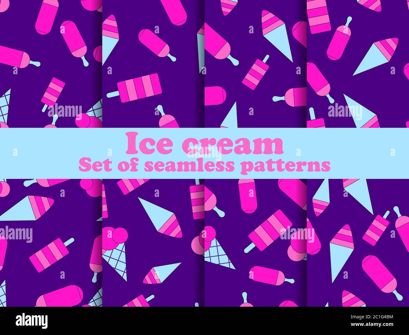 Ice cream set seamless pattern. Multi-colored ice lolly for brochures ...