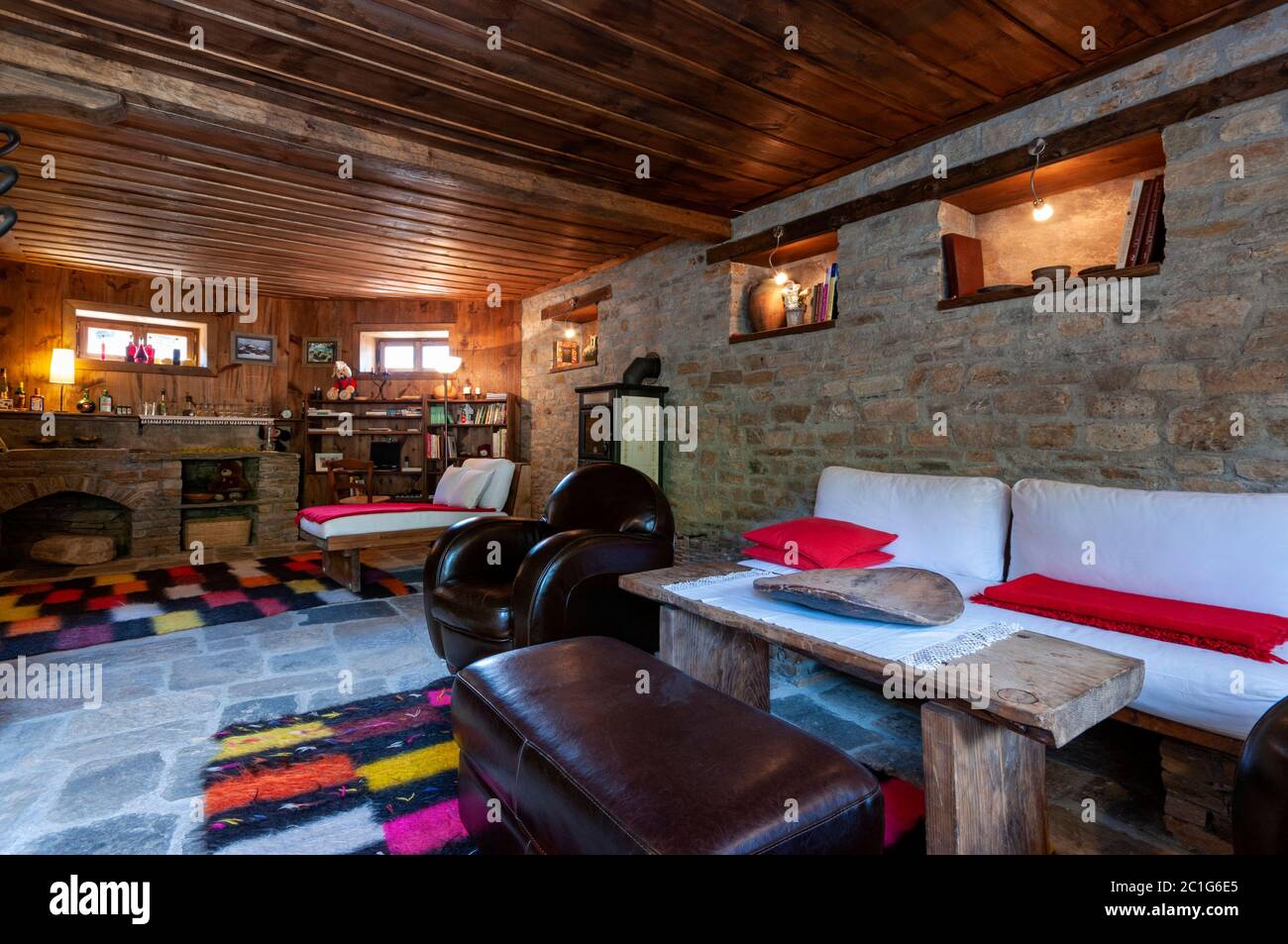 Guest house lounge area interior of old unique 18th century traditional ...