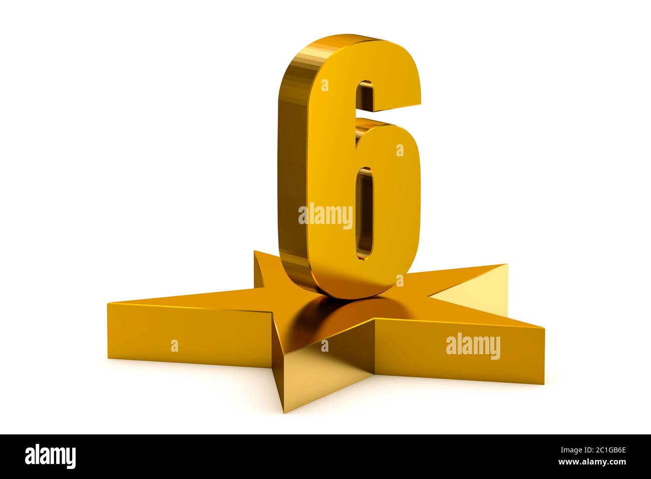 3D golden number 6 on star podium Stock Photo - Alamy