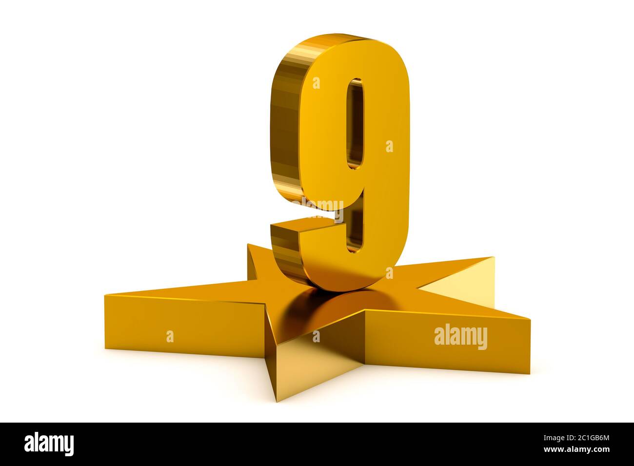 3D golden number 9 on star podium Stock Photo - Alamy
