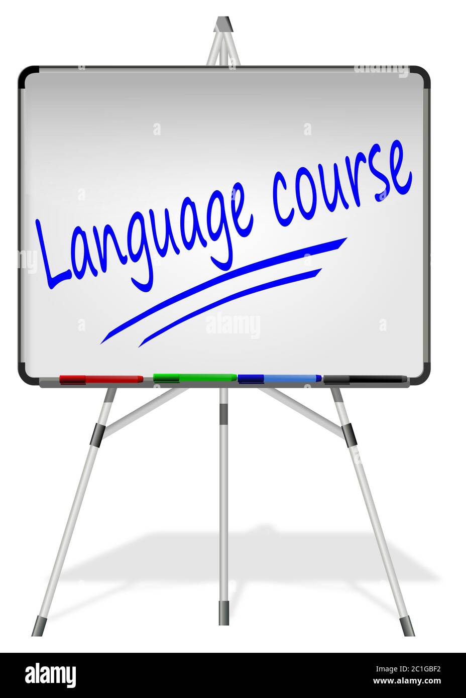 Whiteboard with language course - 3D illustration Stock Photo - Alamy