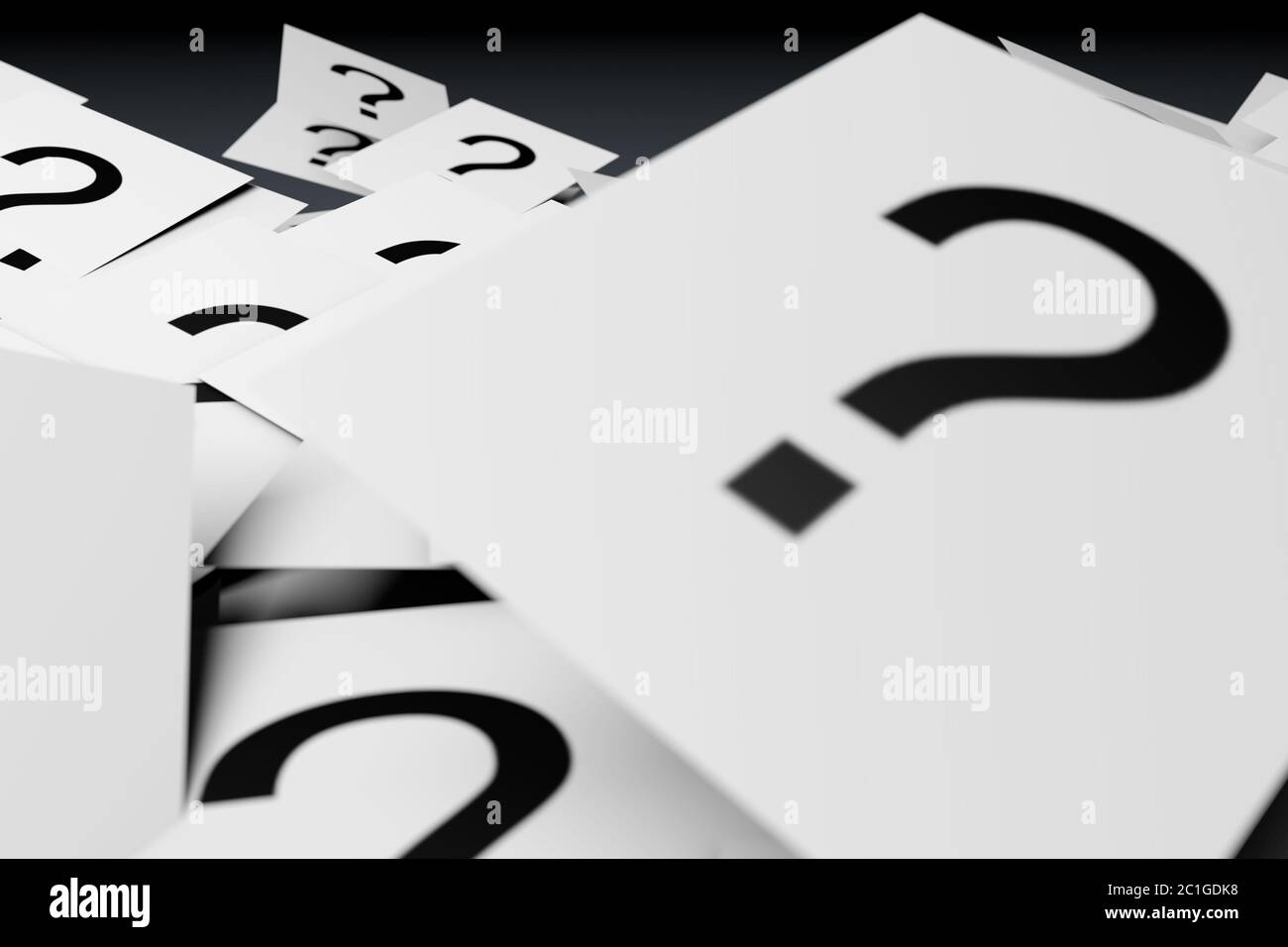 Many question marks on WHITE papers Stock Photo - Alamy