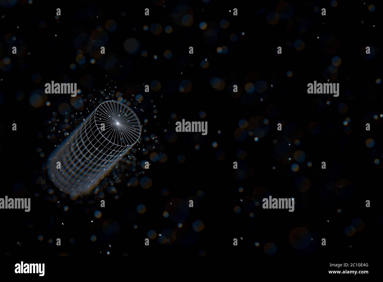 Wire frame cylinder. Connected dots and lines. connection structure. 3d ...