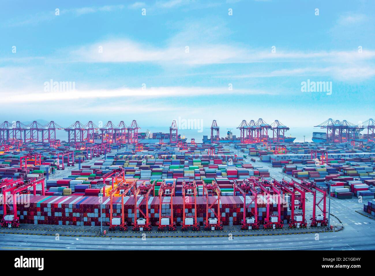 aerial view of commercial dock Stock Photo - Alamy