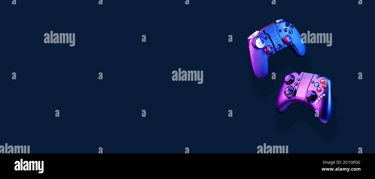 Levitation of two controller joysticks. Concept of gaming and ...