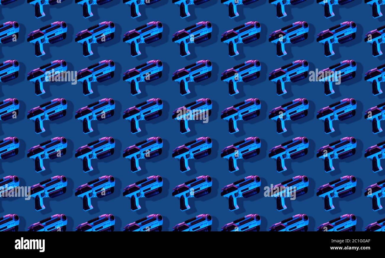 Seamless pattern with blaster game controllers and headphones with ...